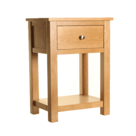 Solid Oak Lamp Table or Bedside Cabinet, 1 Drawer